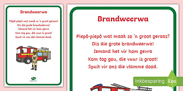 Brandweerwa Rympie Plakkaat (Hecho por educadores) - Twinkl