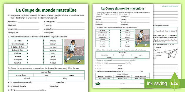 👉 French: Men's World Cup Activity Sheet - Twinkl
