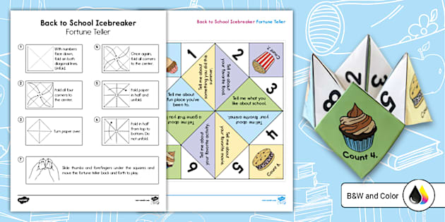 Back to School Icebreaker Fortune Teller for K-2nd Grade