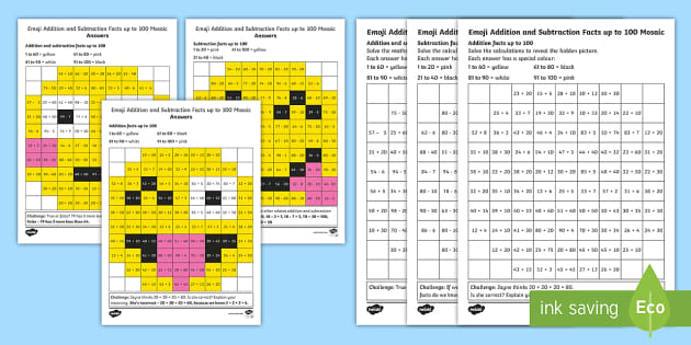 😊 Emoji-Themed KS1 Addition and Subtraction to 100 Worksheets