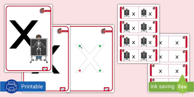 Gr. R Phonics: X Poster, Flashcards, and Robot Letter