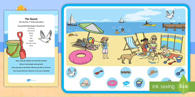 The Beach Can You Find? Picture Activity (teacher made)