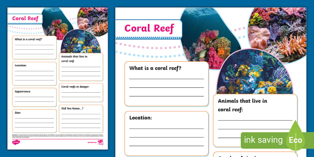 Coral Reef Fact File Template (teacher made) - Twinkl