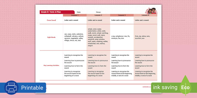 Gr. R Phonics: Term 4 Planner (teacher made) - Twinkl