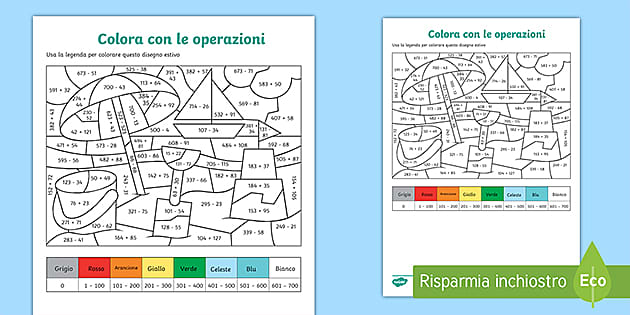 Colora la scena estiva con le operazioni (teacher made)