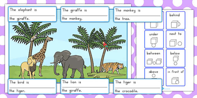 Wild Animal Preposition Scene (teacher made) - Twinkl