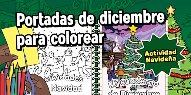 Preescolar portadas de diciembre para colorear