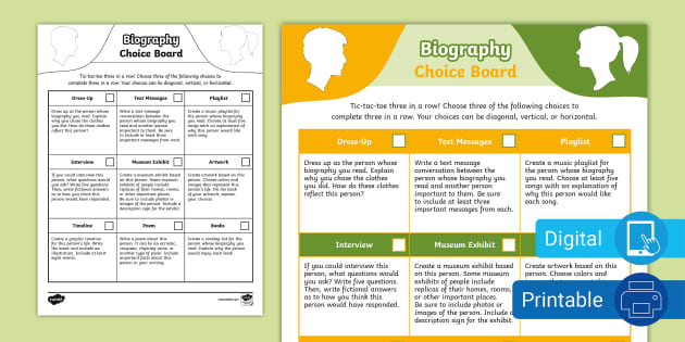 Biography Choice Board