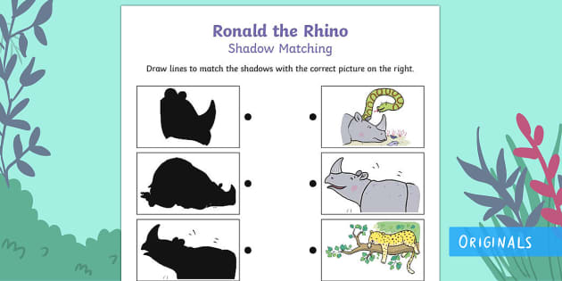 FREE! - Ronald the Rhino Shadow Matching Worksheet / Worksheet