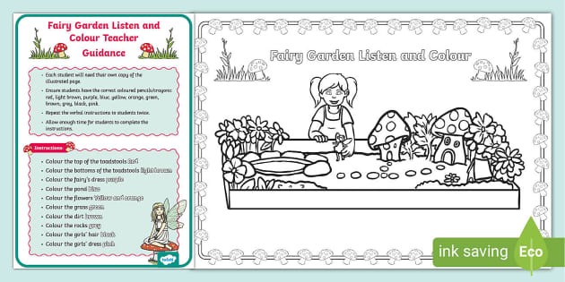 Fairy Garden Listen and Colour Activity (teacher made)