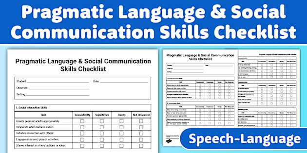 Pragmatic Language & Social Communication Skills Checklist