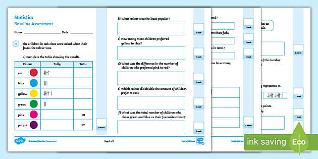 👉 Year 3 Statistics Baseline Assessment (Teacher-Made)