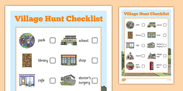 Village Hunt Sheet Checklist (teacher made)