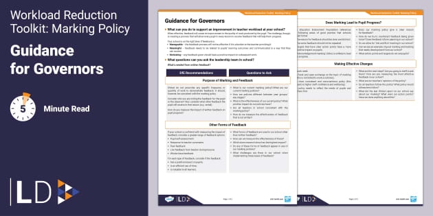 DfE Workload Reduction Toolkit - Marking and Feedback
