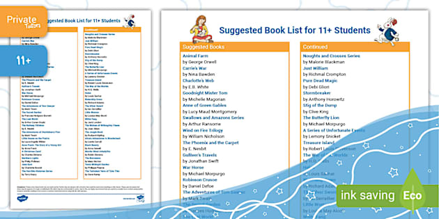 11+ Suggested Book List