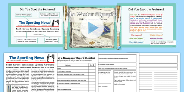 KS2 Winter Olympics 2018 Newspaper Report Writing Activity Pack