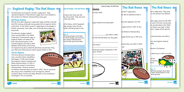 England Rugby: The Red Roses Reading Comprehension 5-7