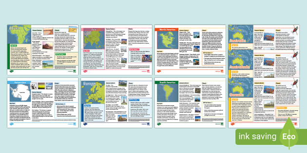 Continents Fact File Pack (teacher made) - Twinkl