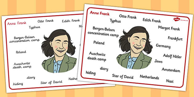 Anne Frank Word Mat (teacher made) - Twinkl