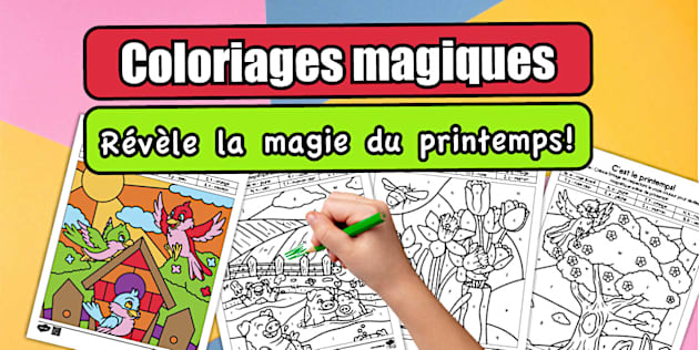Coloriages magiques de lettres - Le printemps