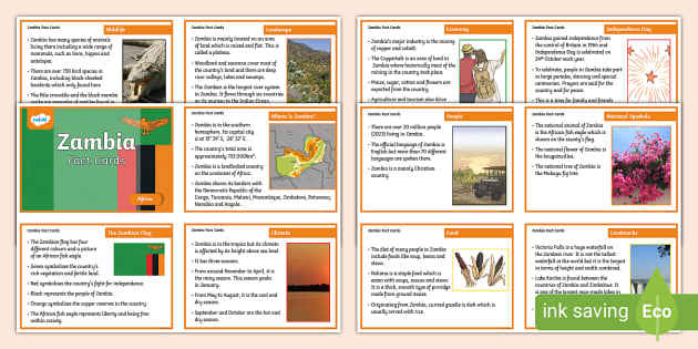 KS2 Zambia Fact Cards (teacher made) - Twinkl