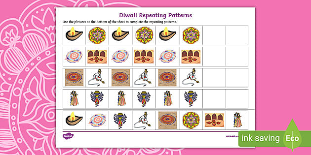 Hindu Diwali Repeating Patterns Activity - Twinkl