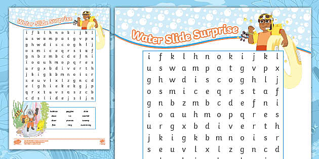 Water Slide Surprise Word Search (teacher made) - Twinkl