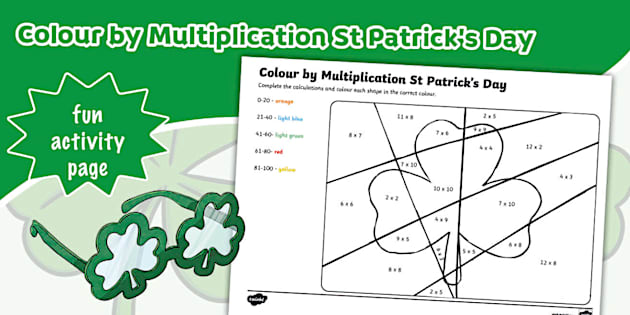 Colour by Multiplication St Patrick's Day Activity Sheet