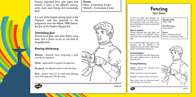 The Olympics Fencing Fact Sheet - the olympics, rio olympics, 2016 olympics