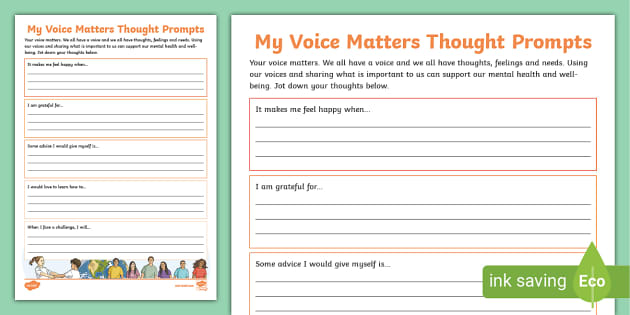 Children's Mental Health Week KS2 Thought Prompts - Twinkl