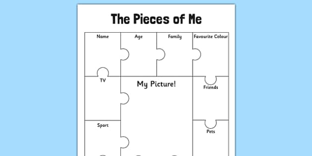 The Pieces of Me Worksheet / Worksheet (teacher made)