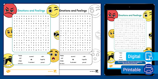 Emotions and Feelings Word Search for K-2nd (teacher made)