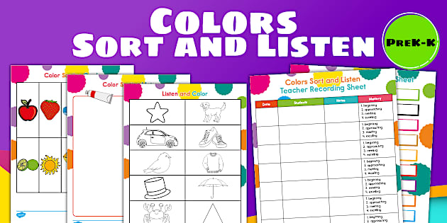 Colors Sort and Listen Small Group Activity for PreK-K