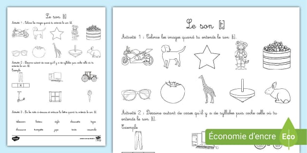 Feuille d'activités : Le son [t] - Twinkl