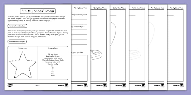 Concrete Poems Worksheet Shape Up!, Lesson Plans The Mailbox