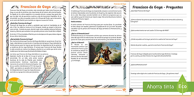 Comprensión Lectora: Francisco de Goya (teacher made)