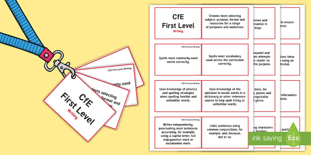 CfE First Level Writing Lanyard Sized Benchmarks CfE First Level Writing Lanyard Sized Benchmarks