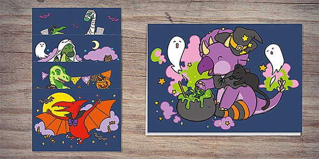 Halloween Dinosaurs Cards | Twinkl Party (teacher made)