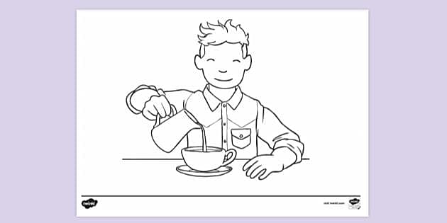 FREE! - Pouring Liquid In a Cup - Colouring Sheet - Twinkl