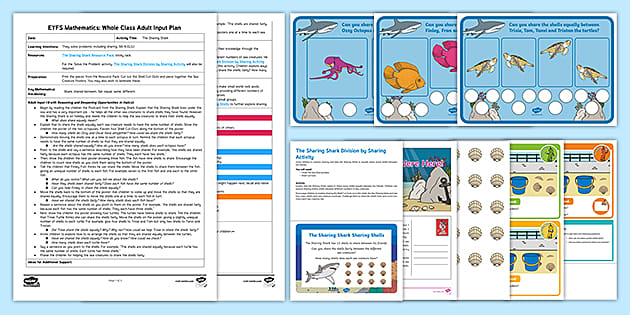 EYFS Maths: The Sharing Shark Whole Class Adult Input Plan and Resource ...
