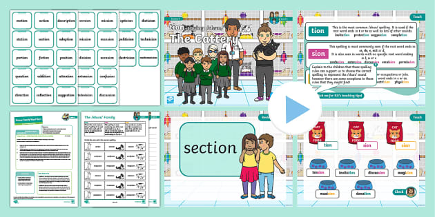Level 6 Week 27 Lesson 3 - ‘tion’ saying /shun/ - Twinkl