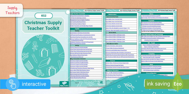 How do I use the KS2 Christmas Supply Teaching Toolkit?