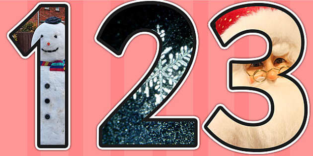 Christmas Themed A4 Photo Display Numbers (teacher made)