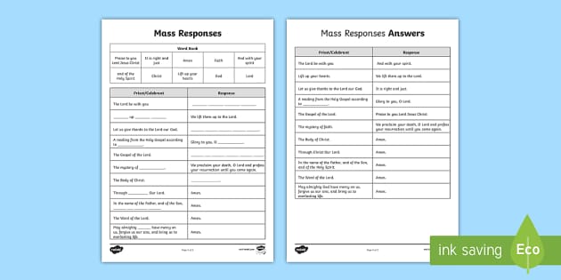 Mass Responses Fill in the Blanks Worksheet / Worksheet