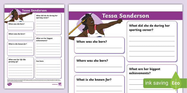 Tessa Sanderson Fact File Template (teacher made) - Twinkl