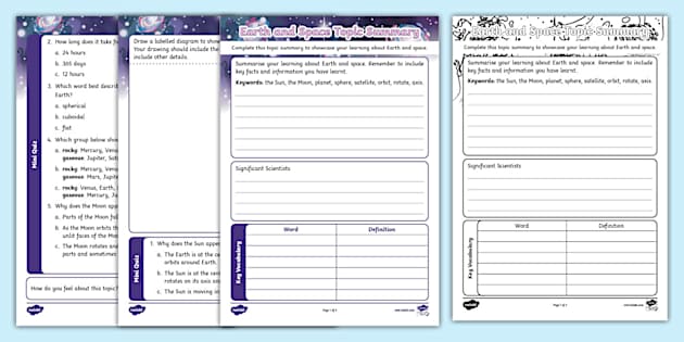 Earth and Space Topic Summary (Teacher-Made) - Twinkl