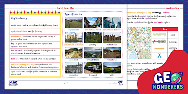 Geo Wonderers LKS2: Local Land Use Knowledge Organiser