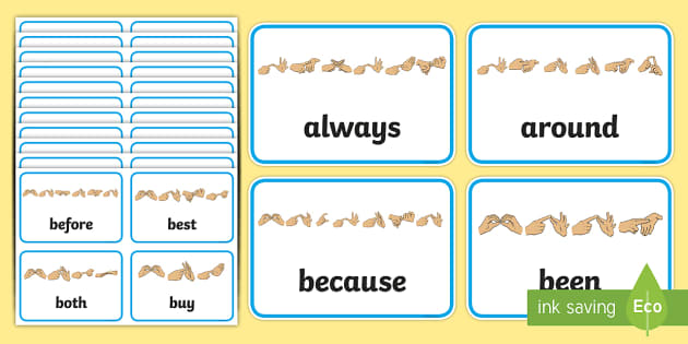 Second Grade Dolch List Sight Words with Fingerspelling Flashcards