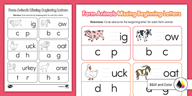 Missing Beginning Letter Worksheet | Twinkl USA - Twinkl