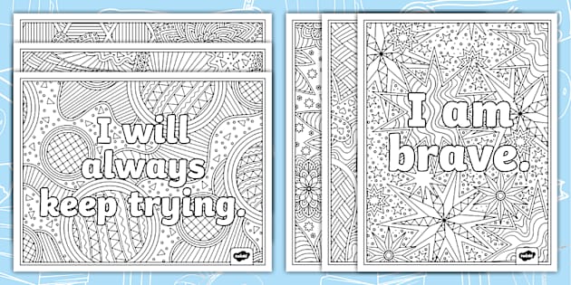 Positive Affirmations Mindfulness Coloring Pages - Twinkl